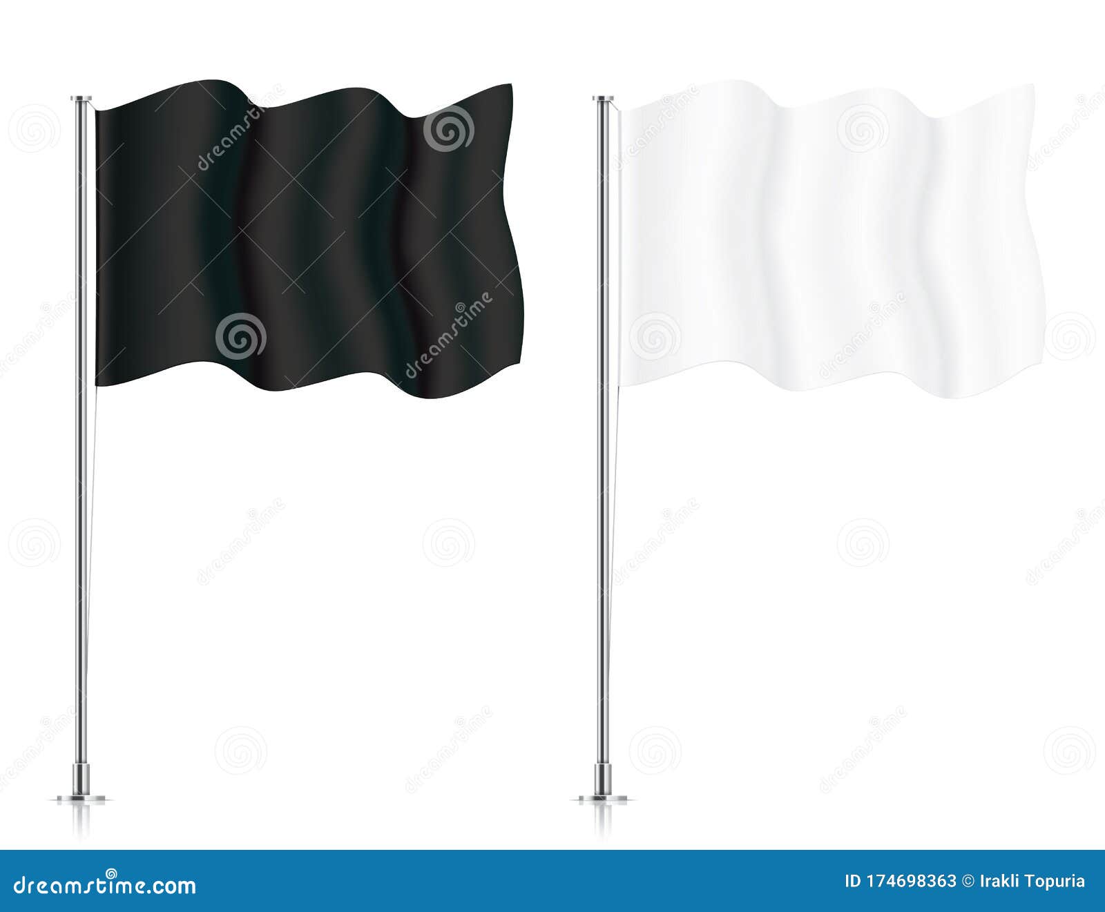 Black and White Flags on Metallic Poles. Stock Vector - Illustration of ...