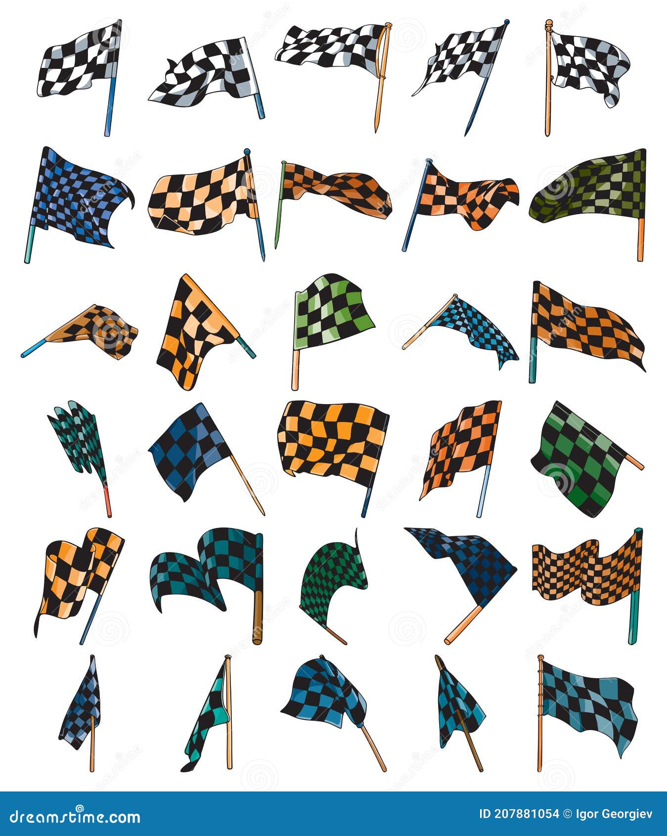 Race Flags Flash Set. Set of Labels and Elements. Vector Set ...