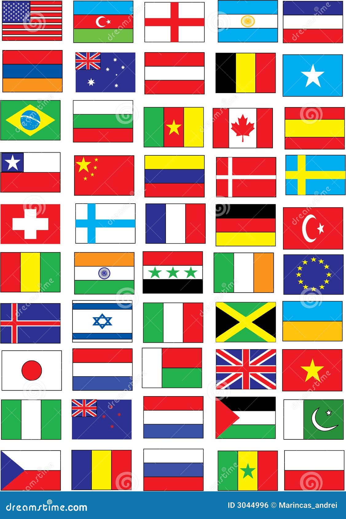 Flags stock vector. Illustration of america, france, bulgaria - 3044996