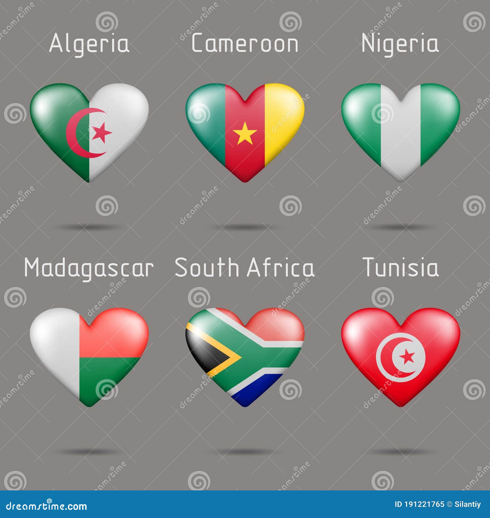 Flags of African Countries in the Shape of a Heart Stock Vector ...
