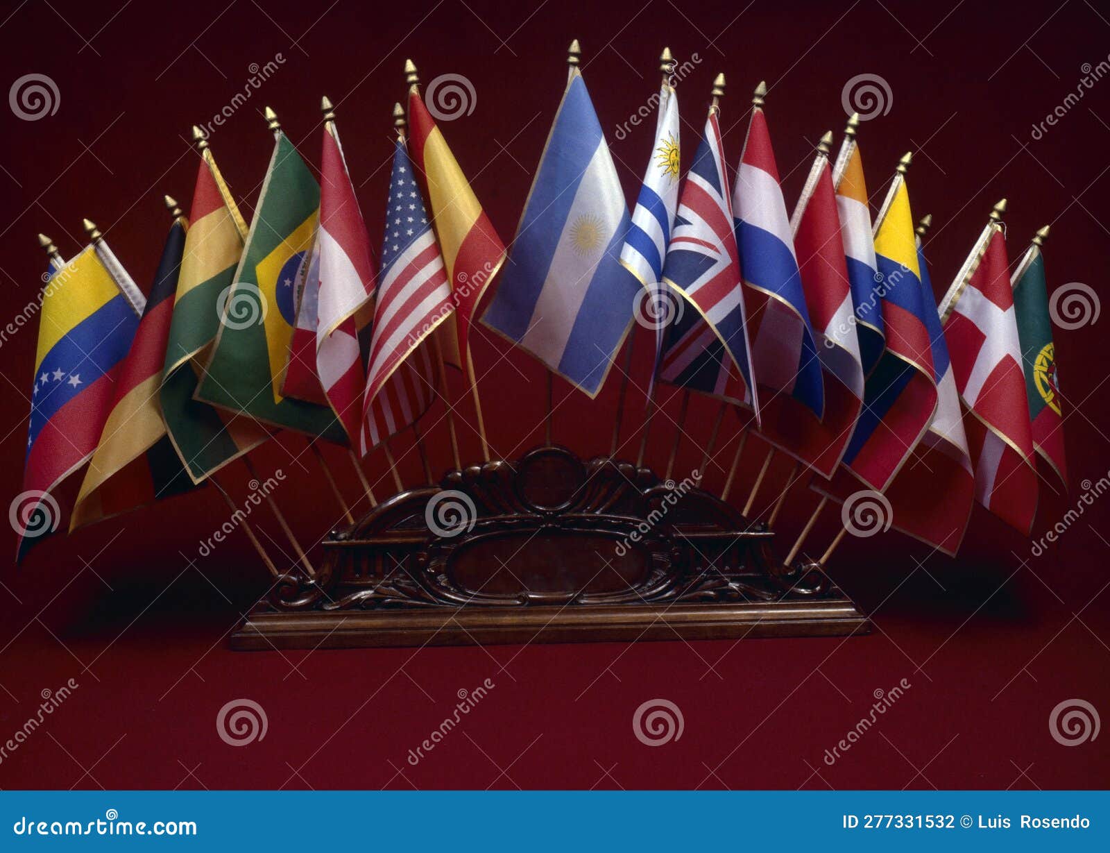 Flags from All Over the World on the Table in the Conference Stock ...