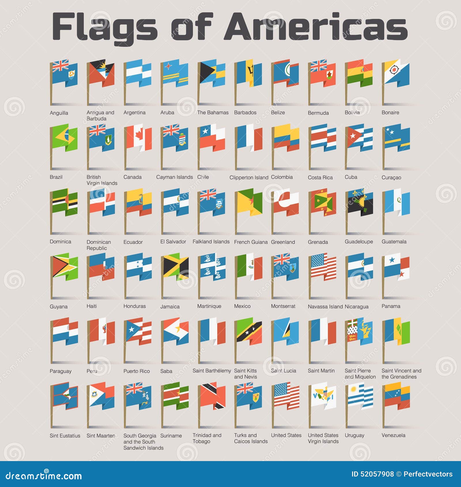 Flags of Americas in Cartoon Style Stock Vector - Illustration of ...