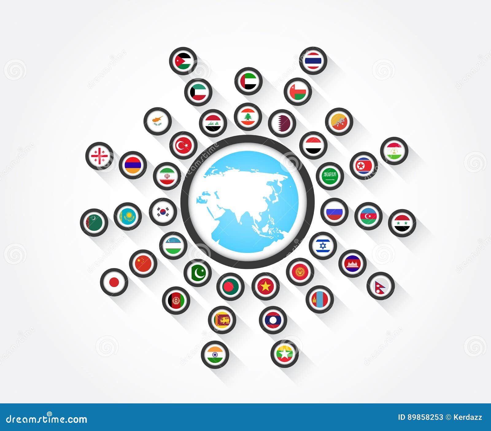 Flags from Asia stock illustration. Illustration of asian - 89858253