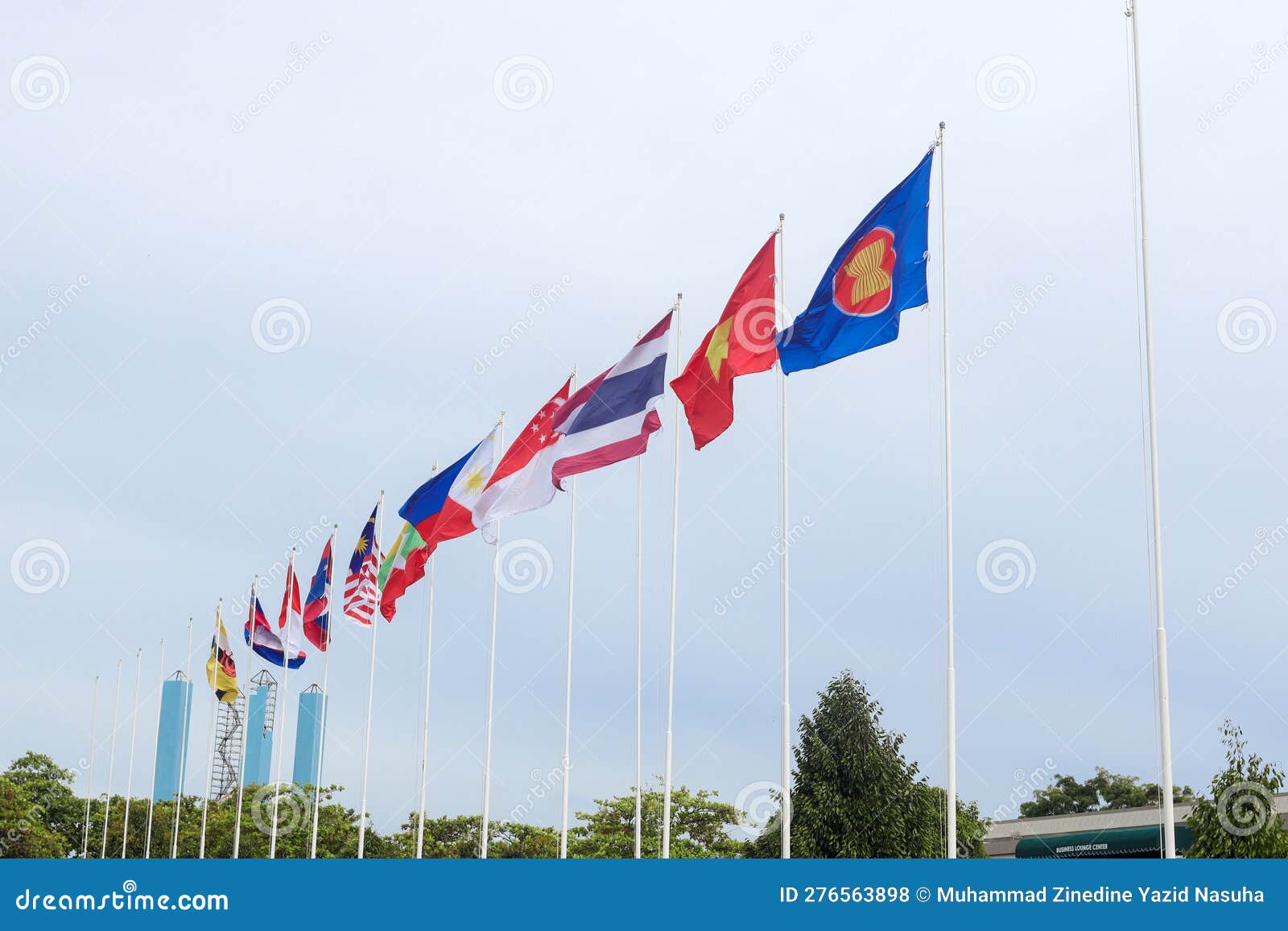 The Flags of Association of Southeast Asian Nations the Clear Blue Sky ...