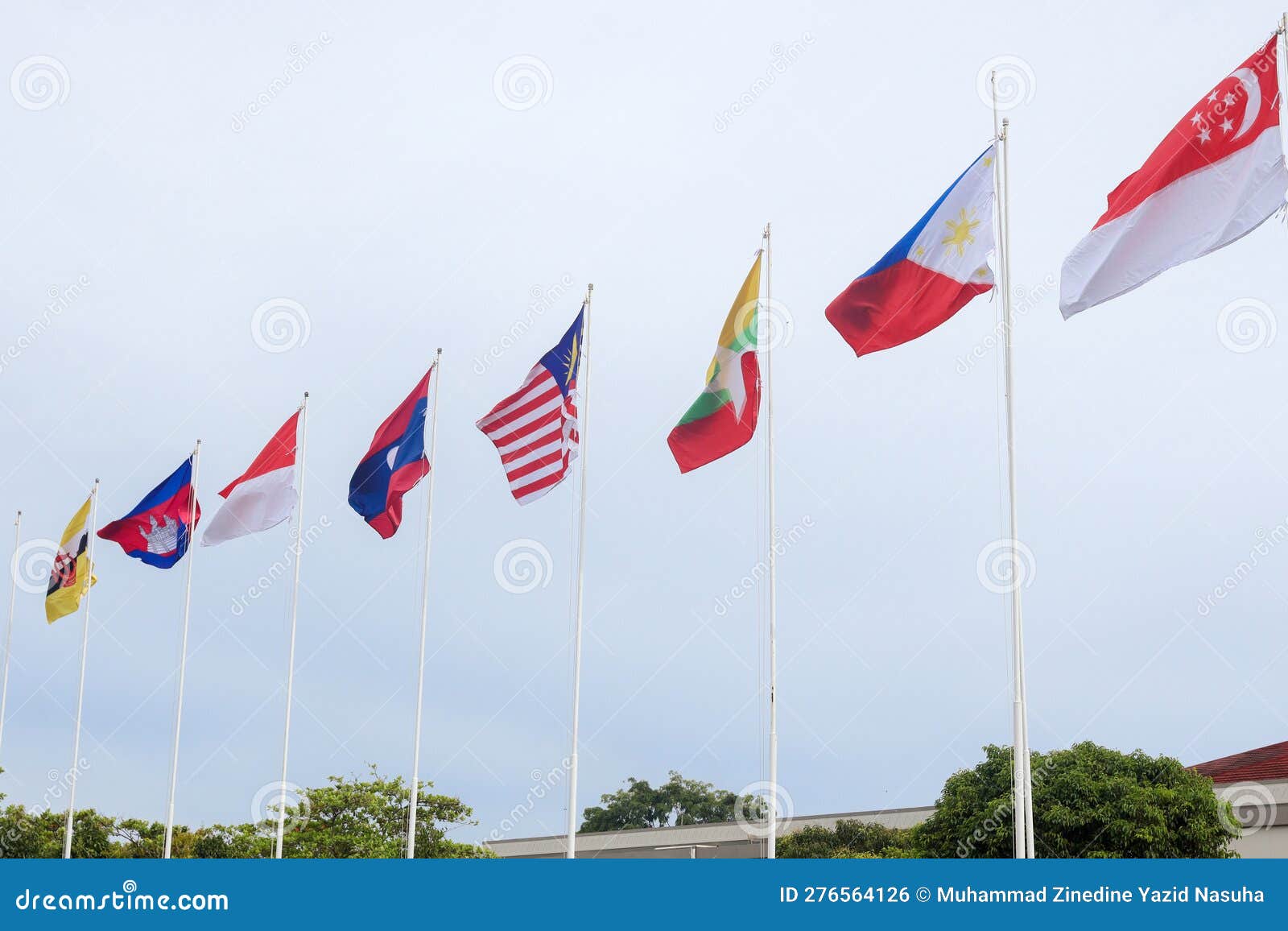 The Flags of Association of Southeast Asian Nations the Clear Blue Sky ...