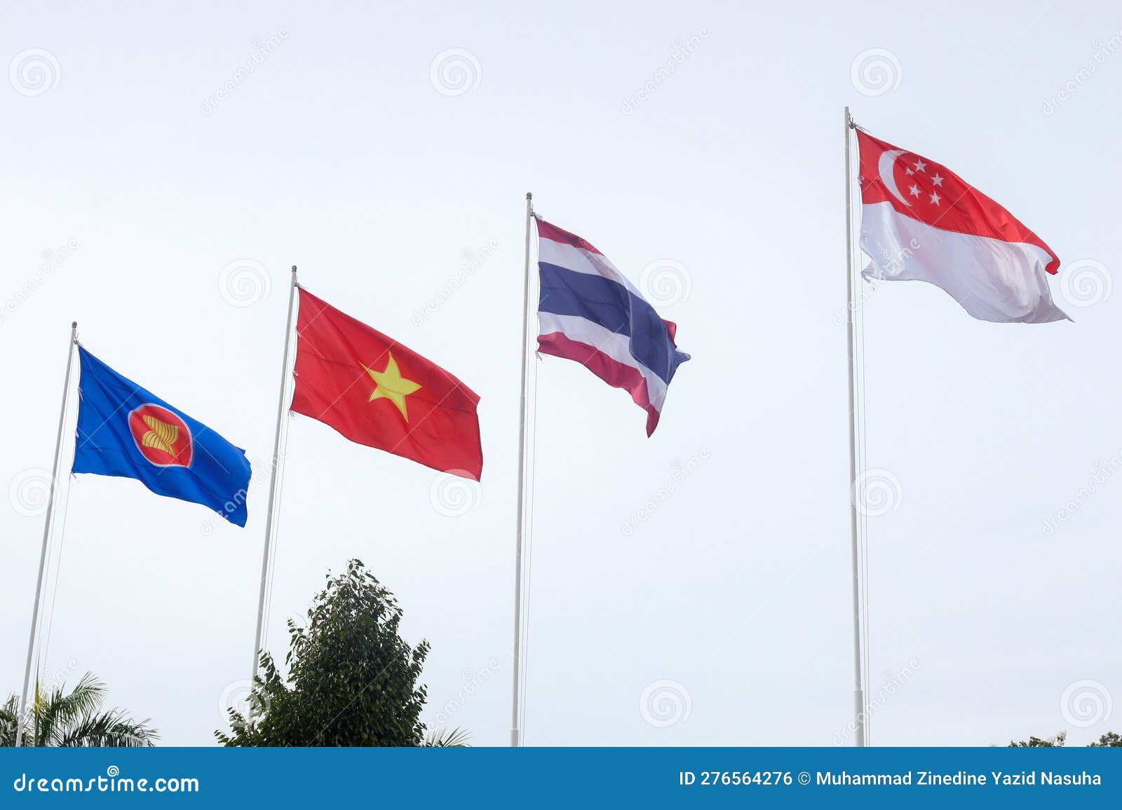 The Flags of Association of Southeast Asian Nations the Clear Blue Sky ...