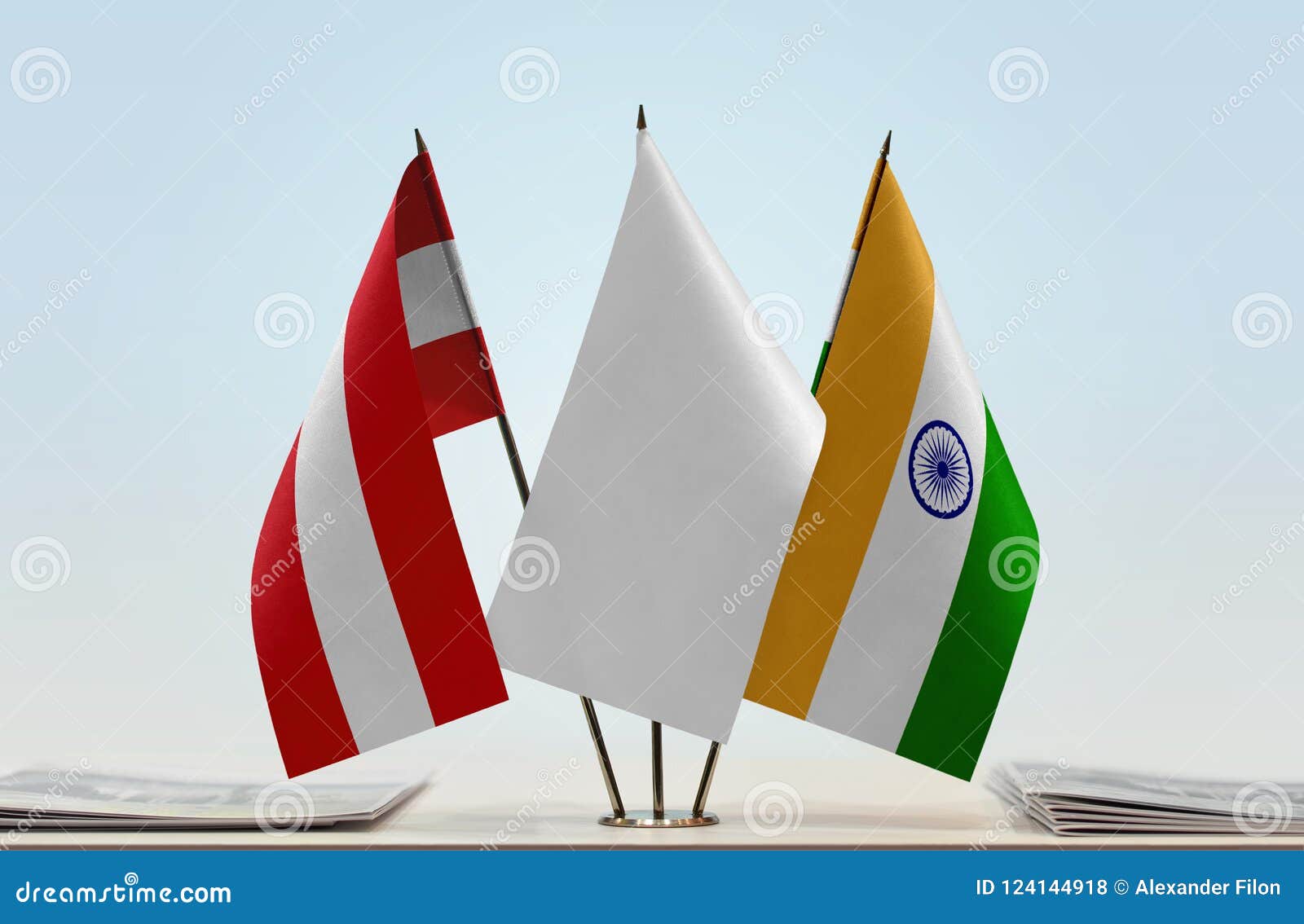 Flags of Austria and India stock photo. Image of join - 124144918