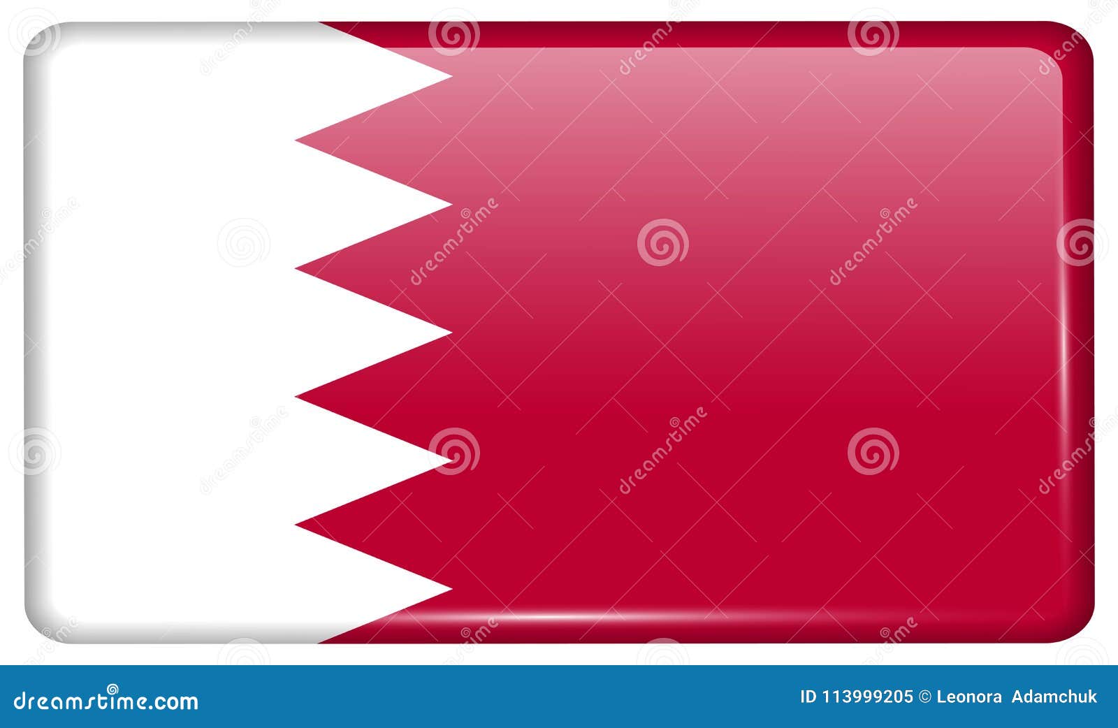 Flags Bahrain in the Form of a Magnet on Refrigerator with Reflections ...