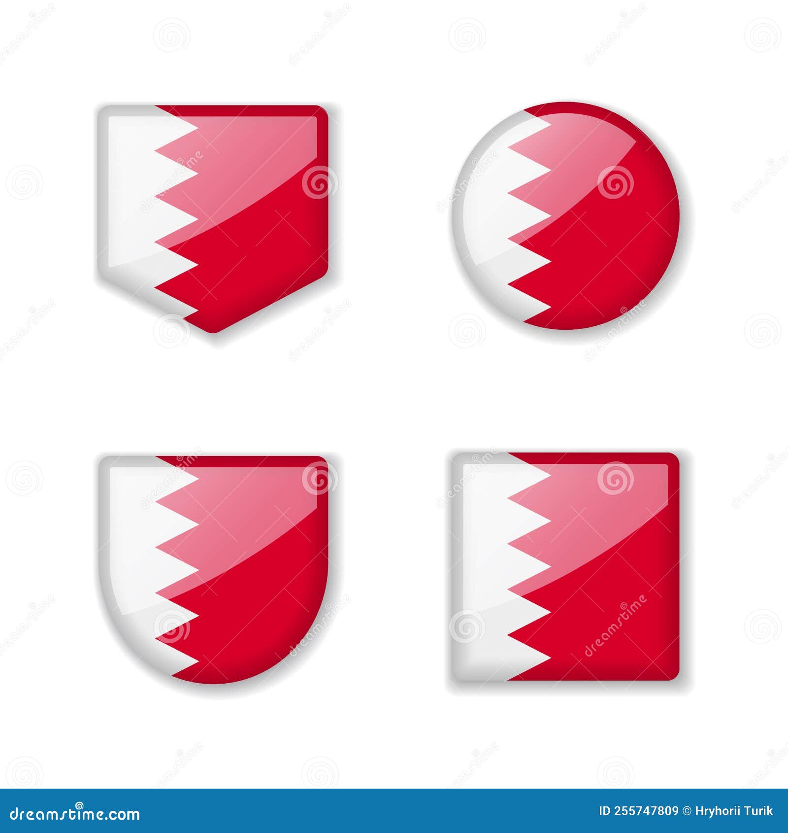 Flags of Bahrain - Glossy Collection Stock Illustration - Illustration ...
