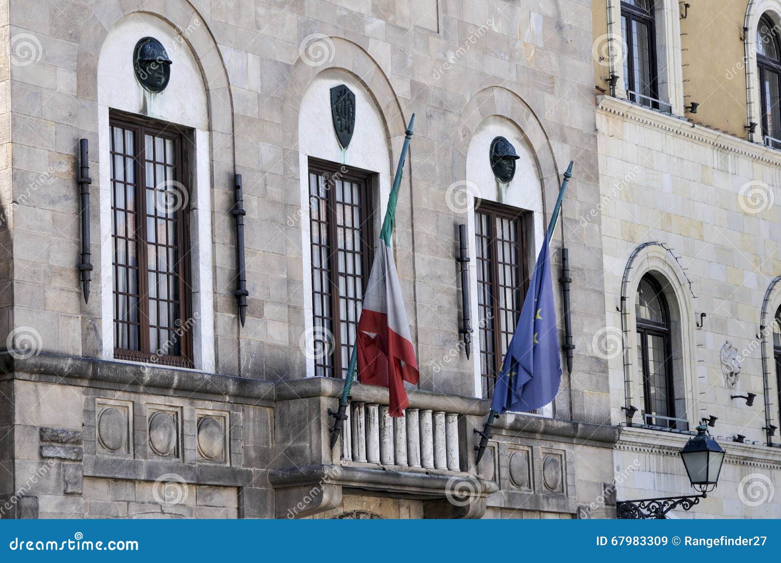 Flags and Balconies in Lucca Italy Stock Image - Image of europe, flags ...