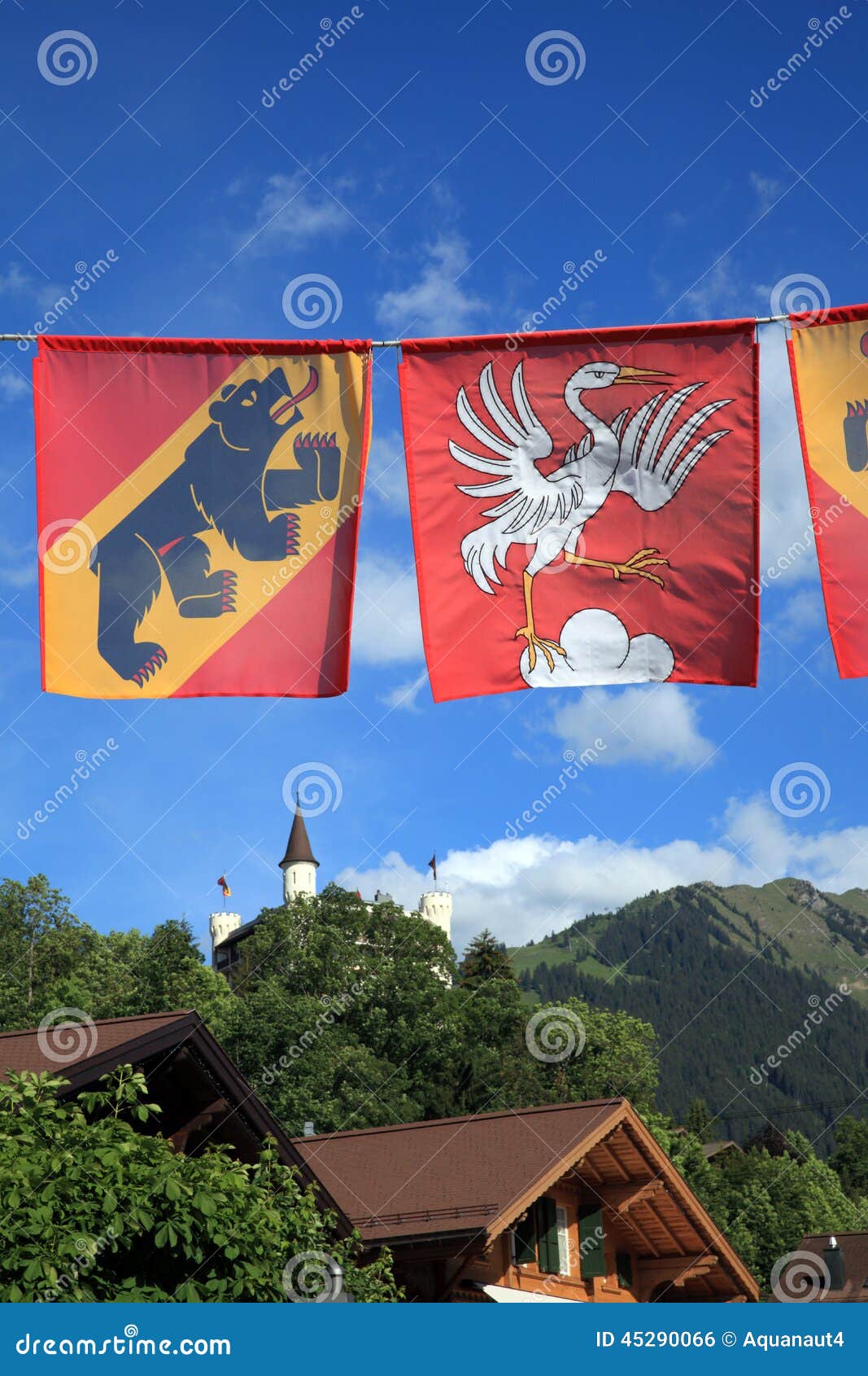 Flags of Bern and Gstaad stock photo. Image of canton - 45290066