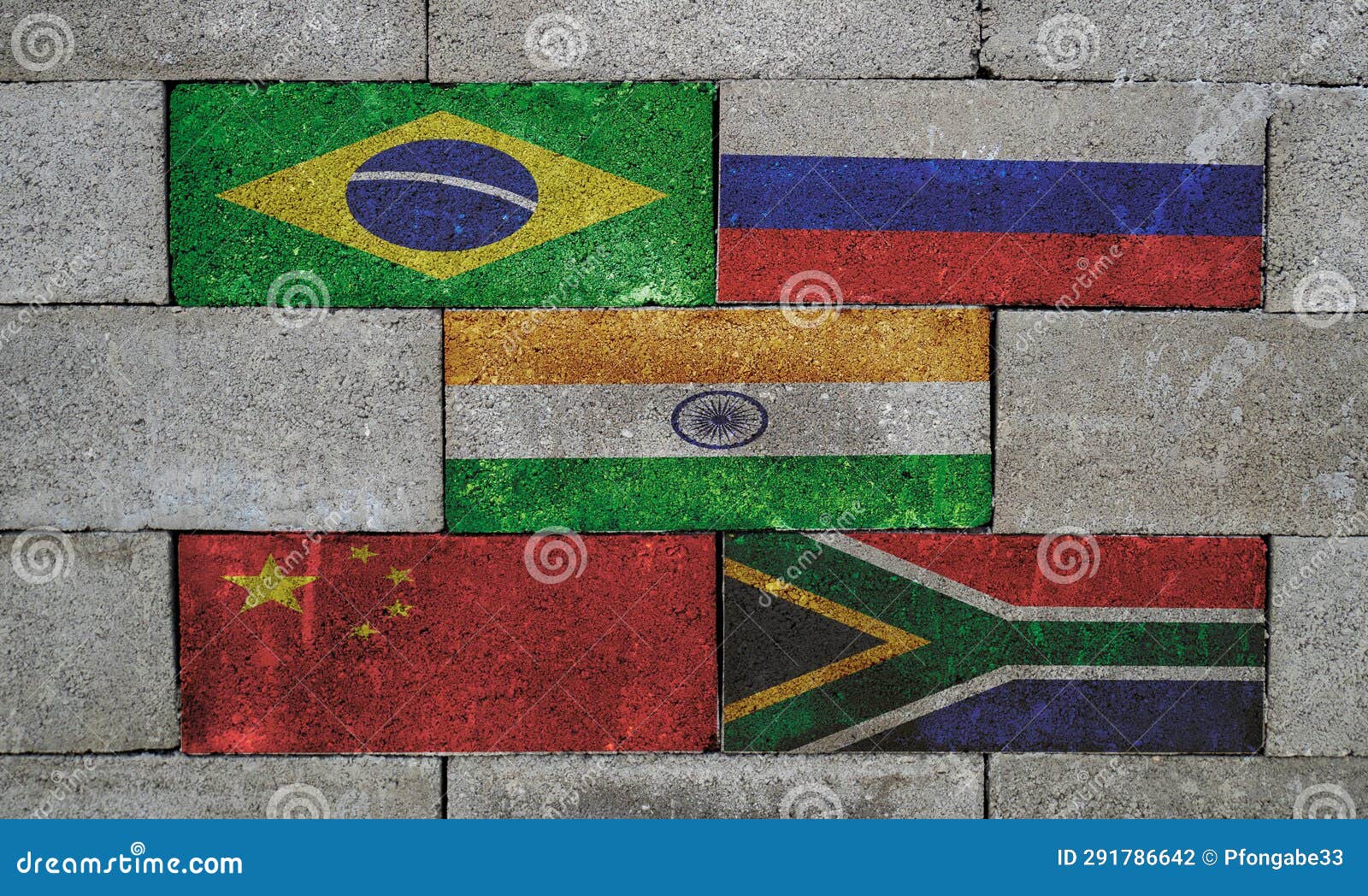 Flags of Brics States on Brick Wall Conceptual Photo Stock Photo ...