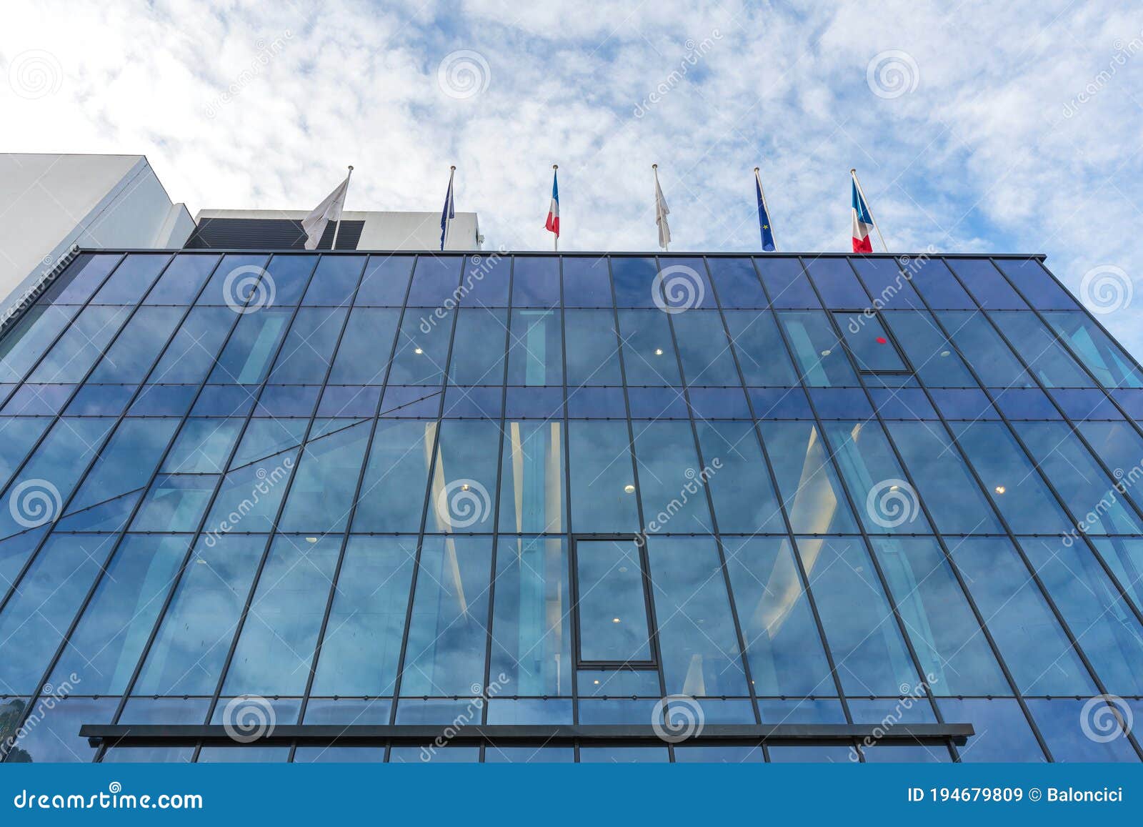 Flags Building Top stock image. Image of flags, facade - 194679809