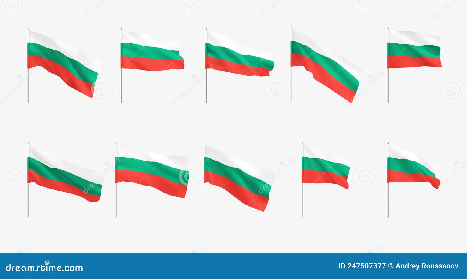 Flags Bulgarian. Set of National Realistic Flags Bulgaria Stock Vector ...