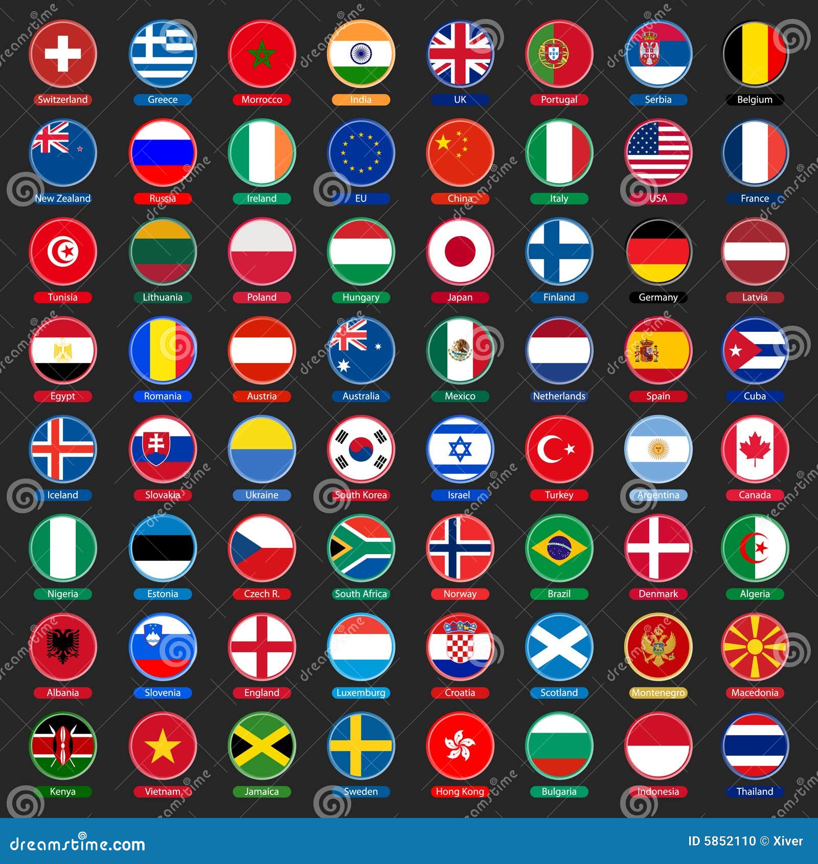 Flags buttons stock vector. Illustration of flag, badge - 5852110