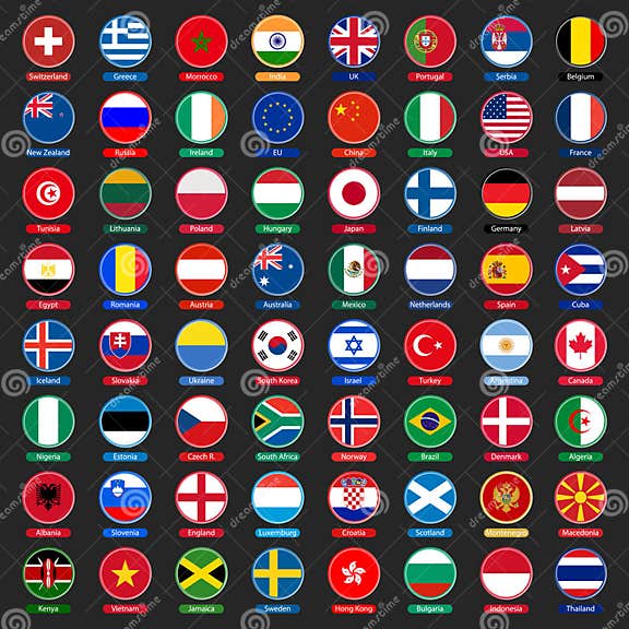 Flags buttons stock vector. Illustration of flag, badge - 5852110