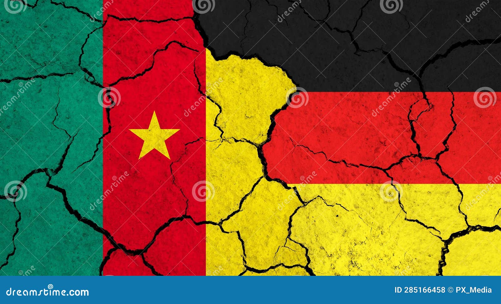 Flags of Cameroon and Germany on Cracked Surface Stock Photo - Image of ...