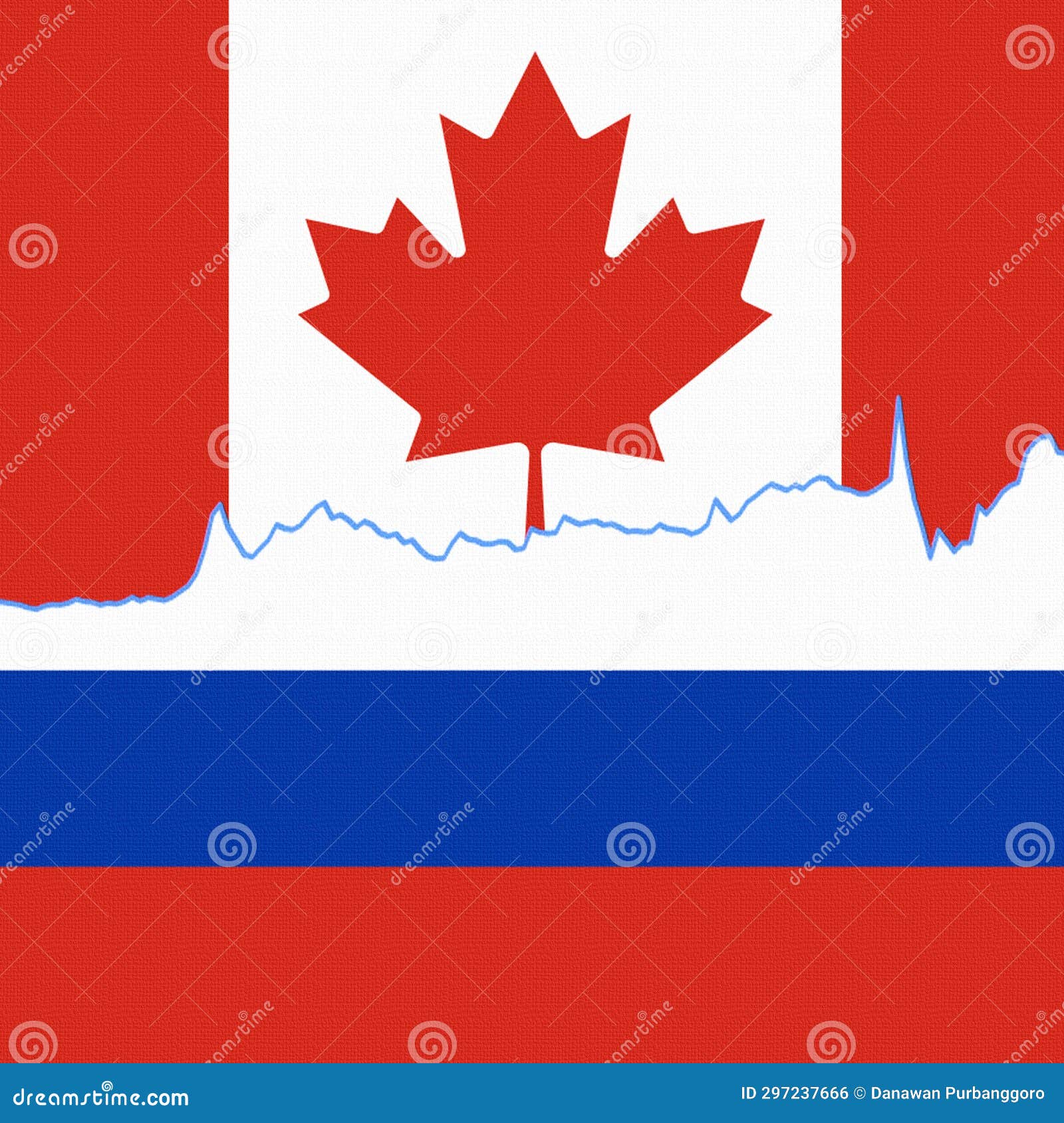The Flags of Canada and Russia Separated by a Line Chart. Stock ...