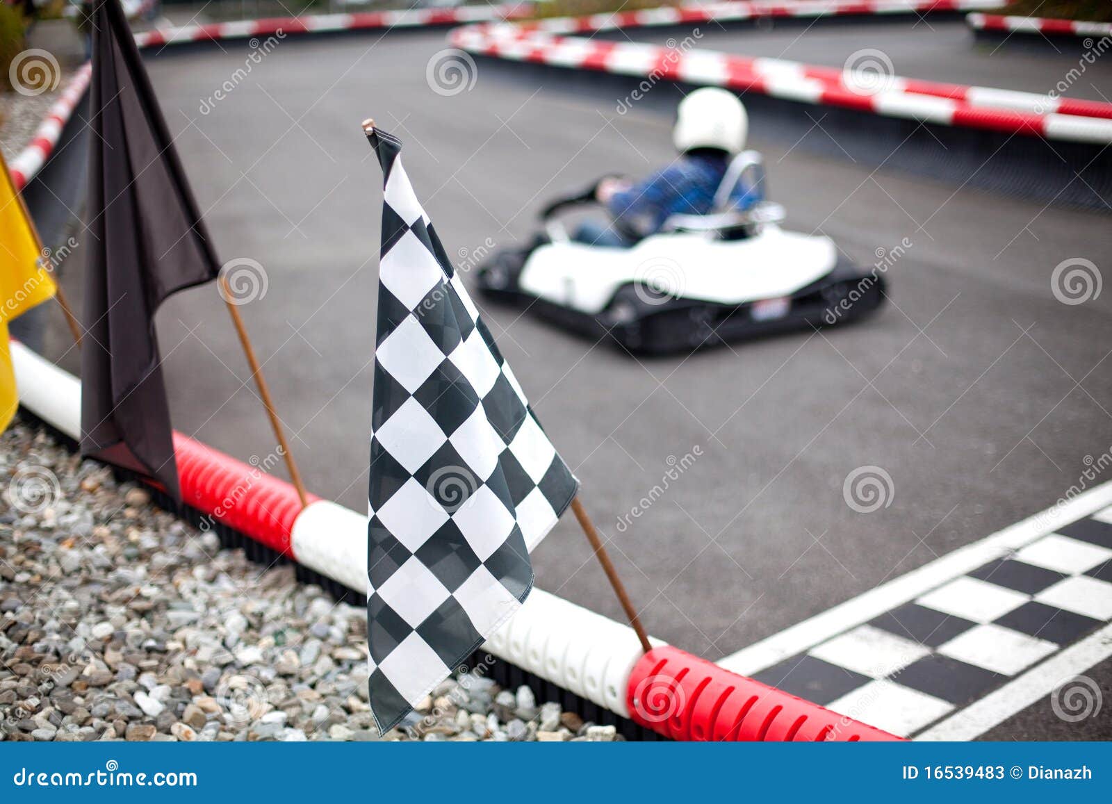 Flags and Cars on Carting Track Stock Image - Image of motion, action ...