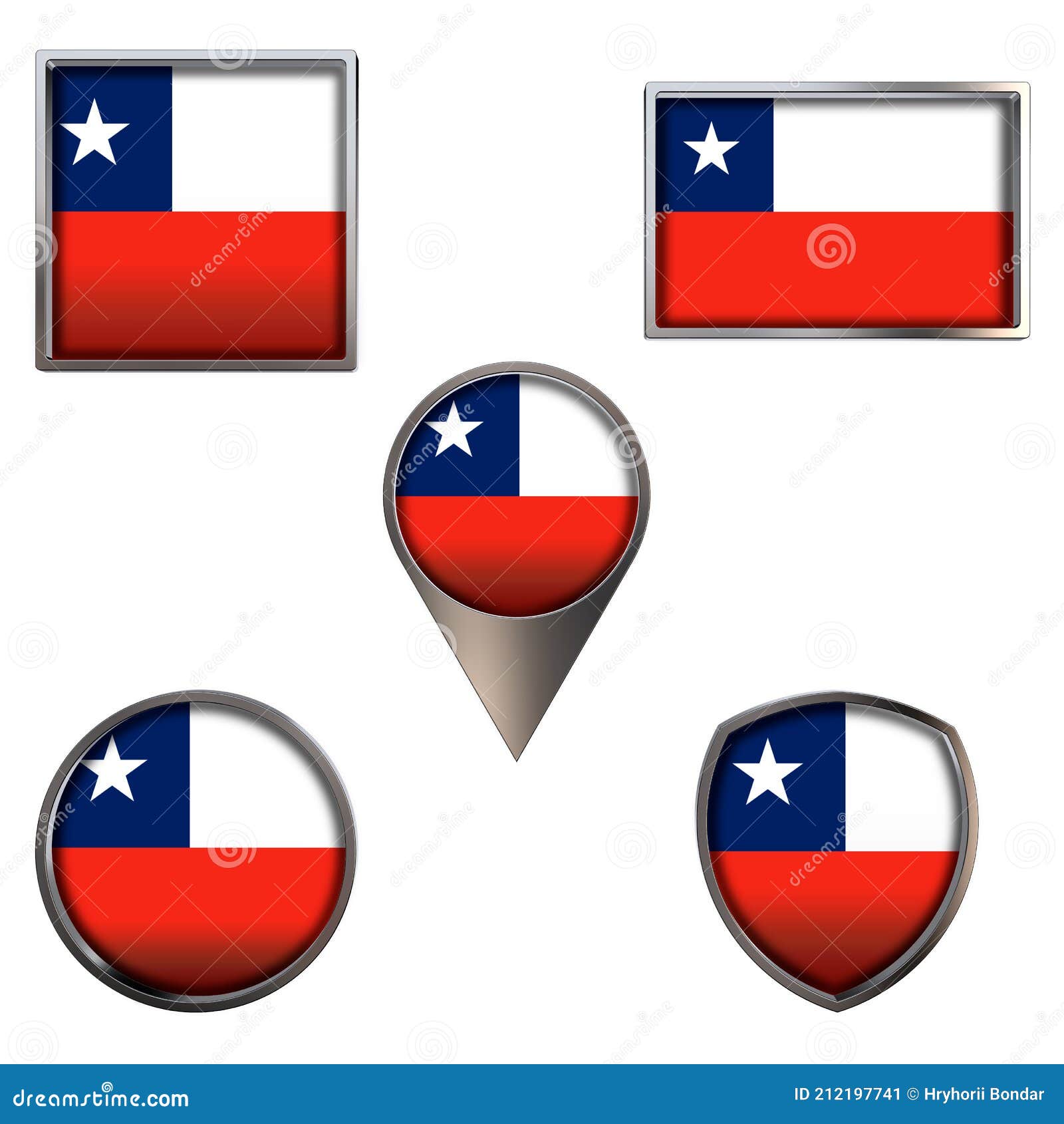 Flags of the Chile Icons Set Image Stock Illustration - Illustration of ...