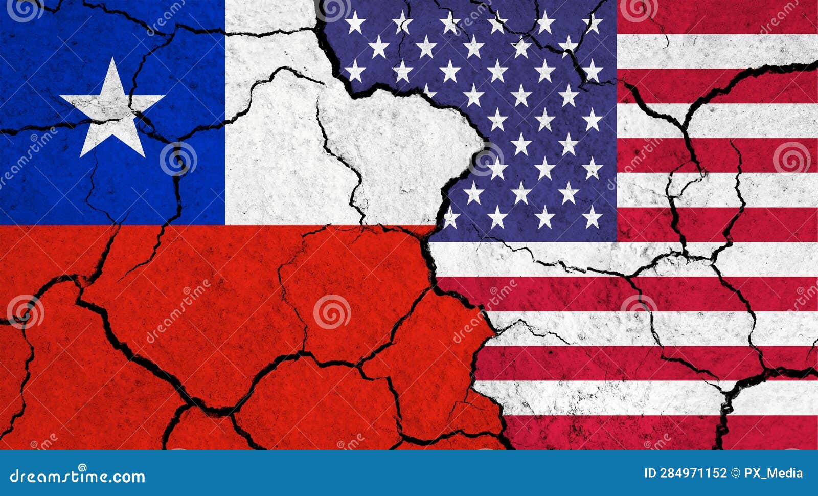 Flags of Chile and USA on Cracked Surface Stock Illustration ...