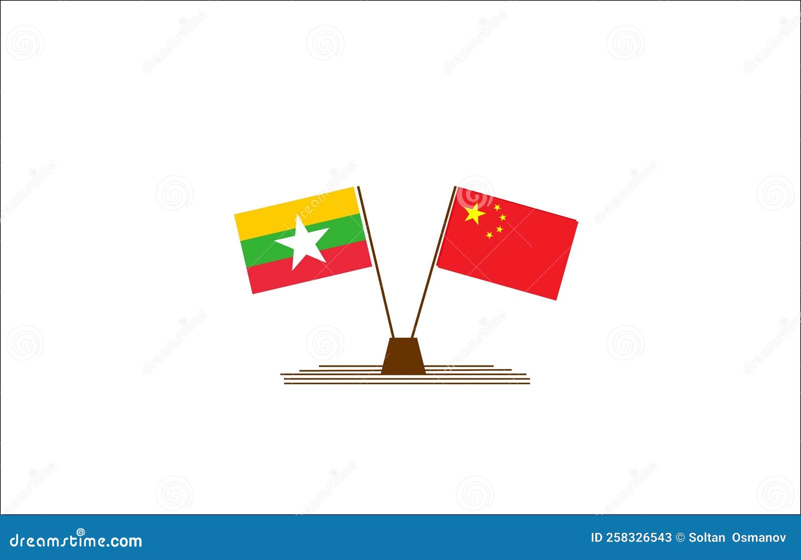 Flags of China and Myanmar. Partnership. Background and Illustrations ...