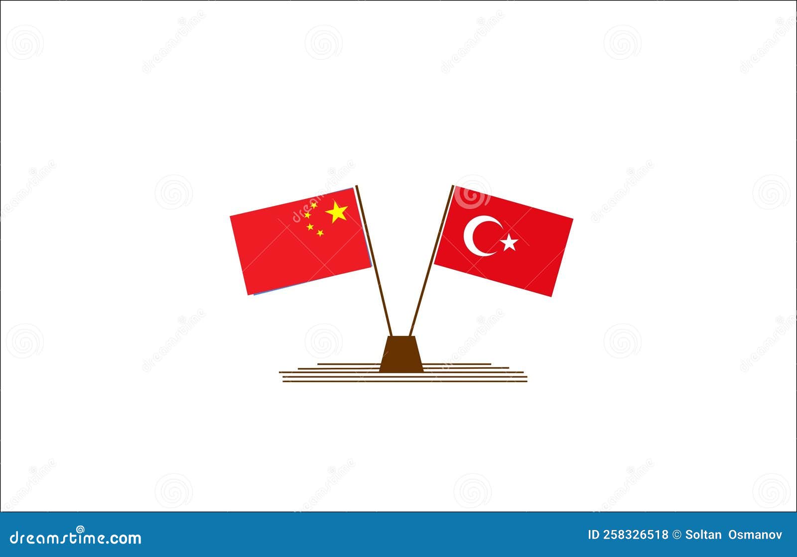 Flags of China and Turkey. Partnership. Background and Illustrations ...