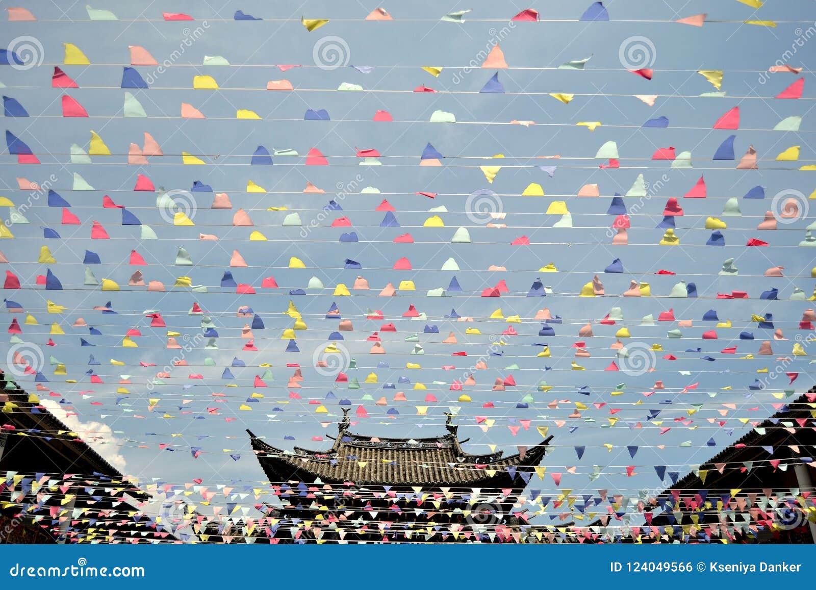 Flags in the Chinese Temple Stock Photo - Image of asia, architecture ...