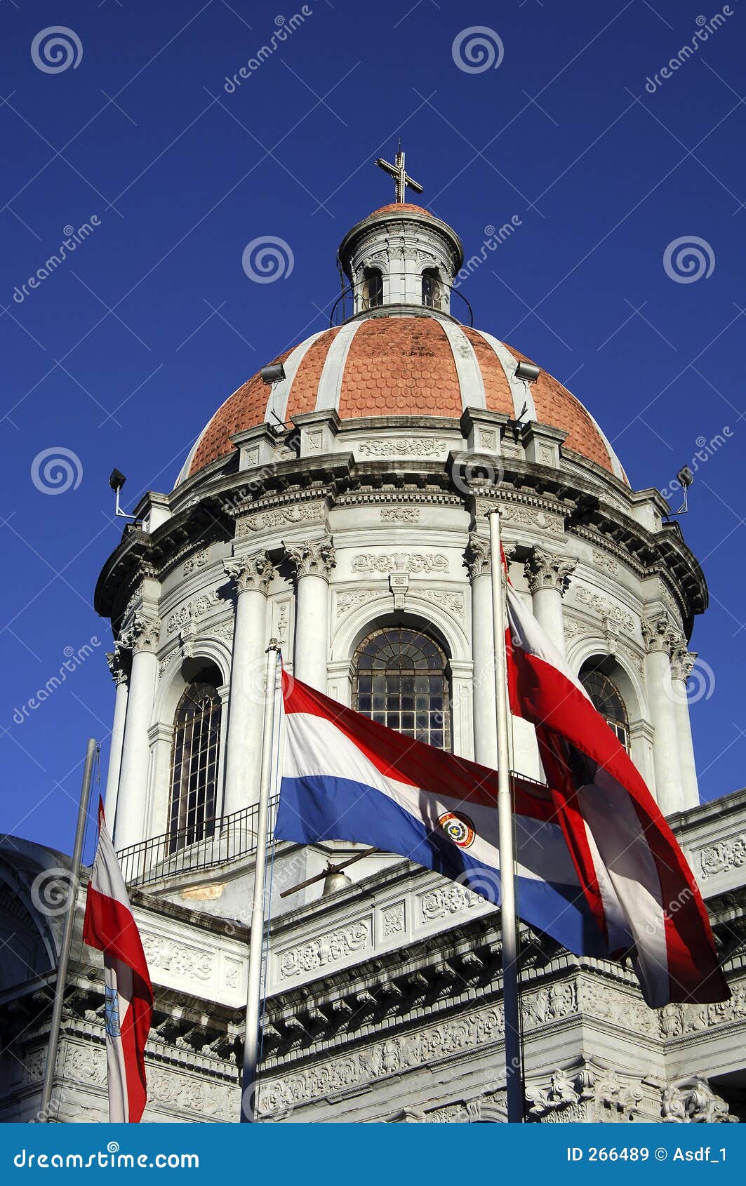 Flags and church stock image. Image of paraguay, cross - 266489