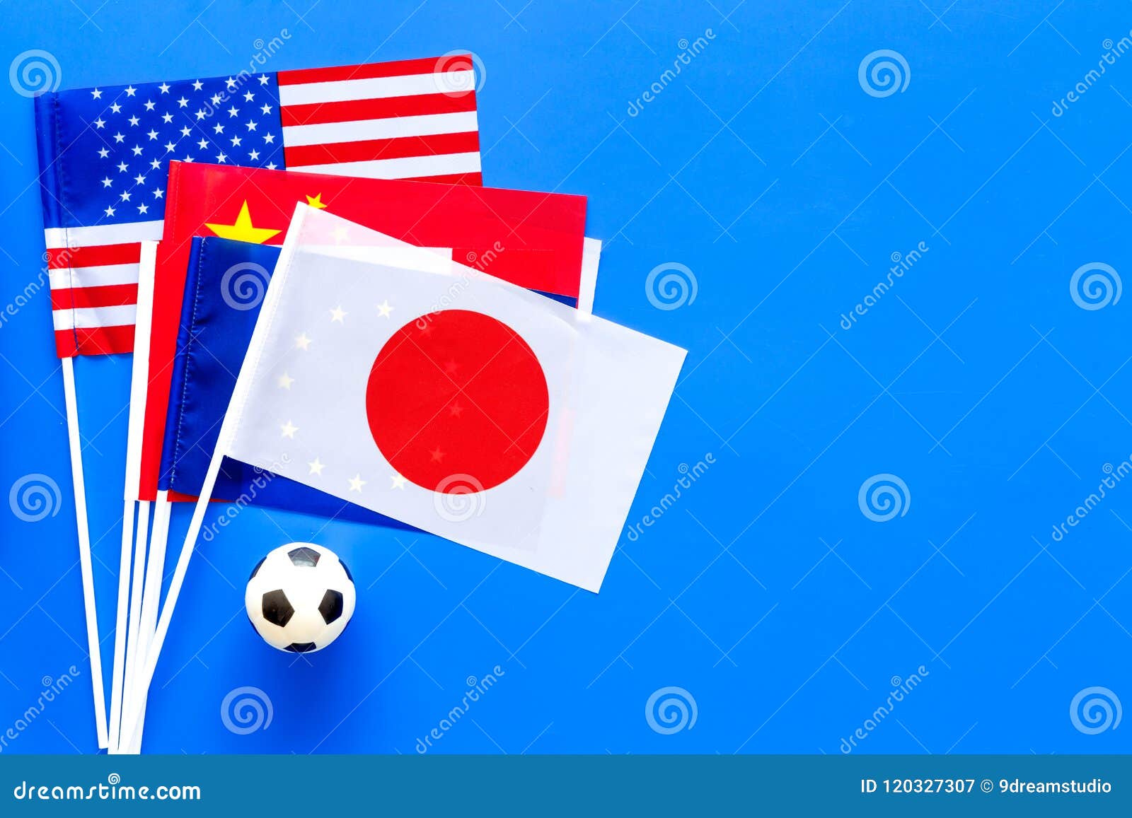 Country Cooperation, Country Relations. Flags of Counties on Blue ...