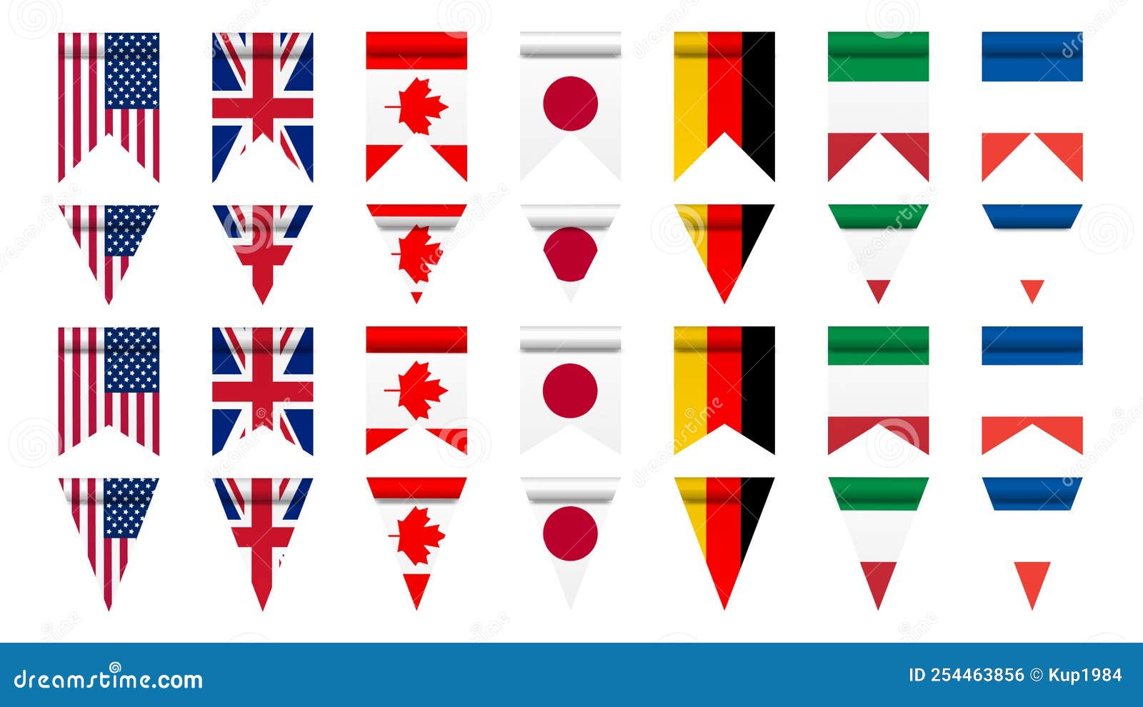 Flags of the Countries of the Big Seven, Vector Illustration Stock ...