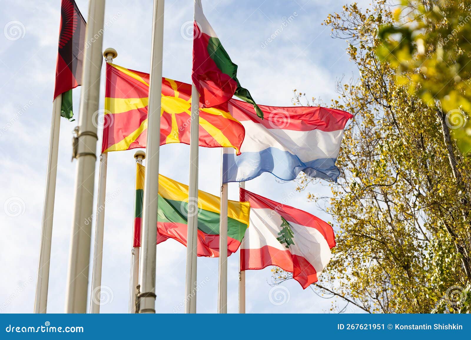 Flags of Countries Fluttering in the Wind Stock Image - Image of color ...