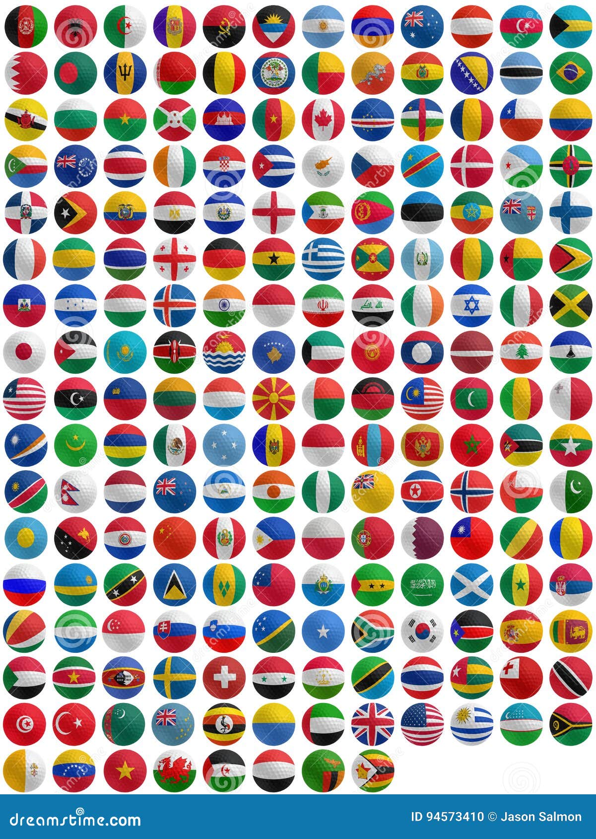 Flags of Countries on Golf Ball Stock Illustration - Illustration of ...