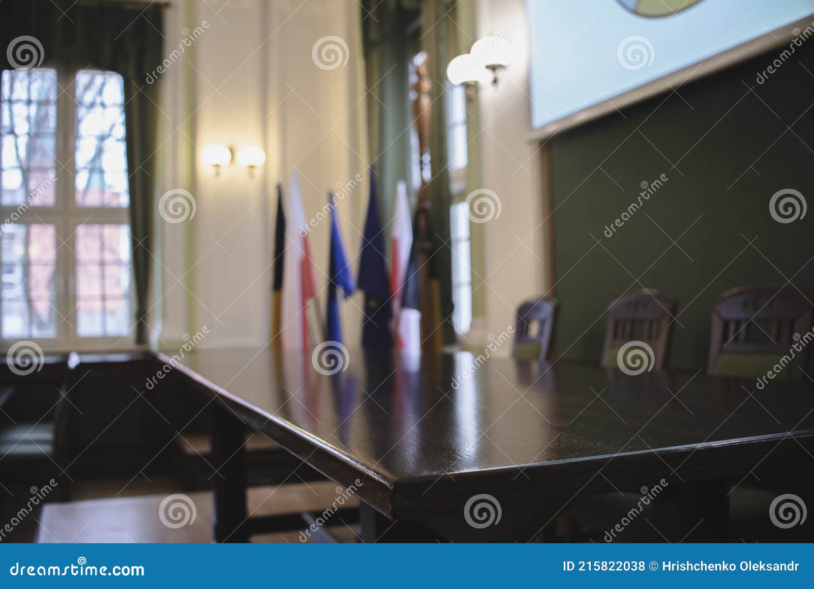 Flags of Countries in the Hall of a Parliamentary Building Stock Photo ...