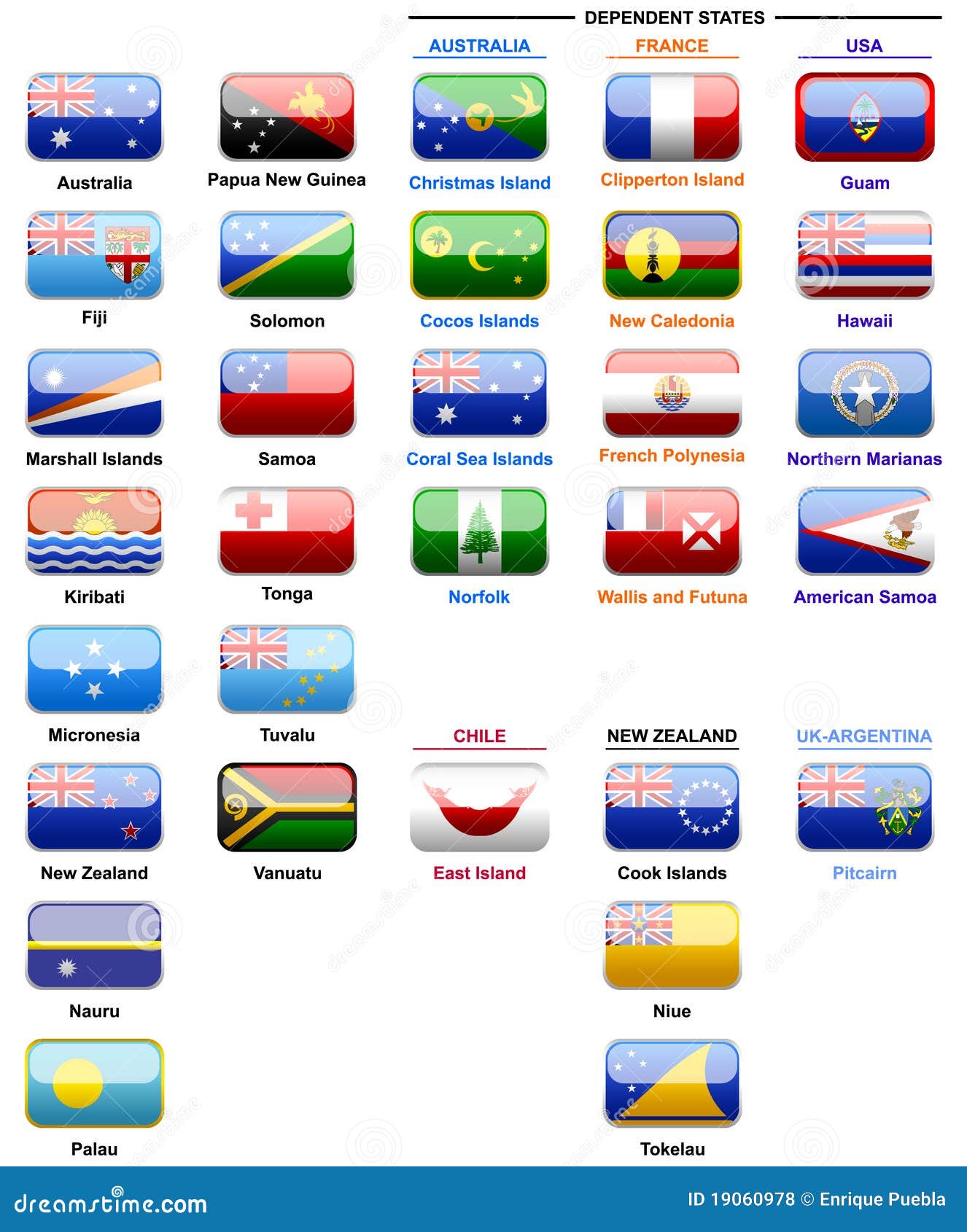 Flags of Countries in Oceania Stock Vector - Illustration of states ...