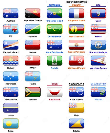 Flags of Countries in Oceania Stock Vector - Illustration of states ...