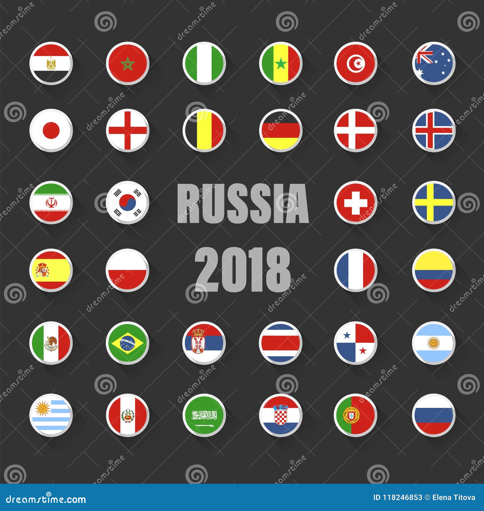 Flags of the Countries Participating in the FIFA World Cup 2018 Stock ...