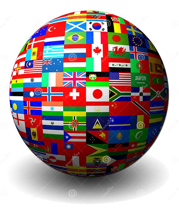 Flags of Countries Set in a Sphere Stock Illustration - Illustration of ...