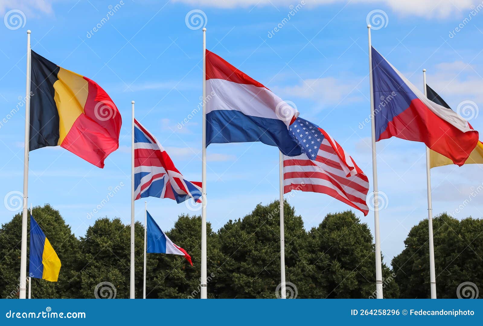 Flags of Countries Waving during the Meeting Stock Photo - Image of ...