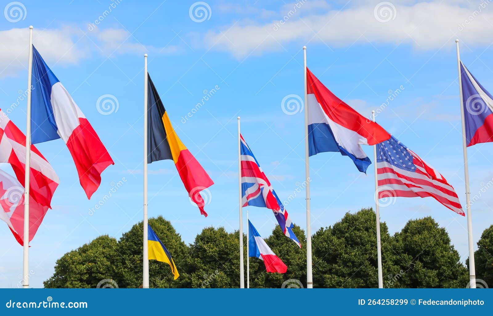 Flags of Countries Waving during the Meeting Stock Image - Image of ...