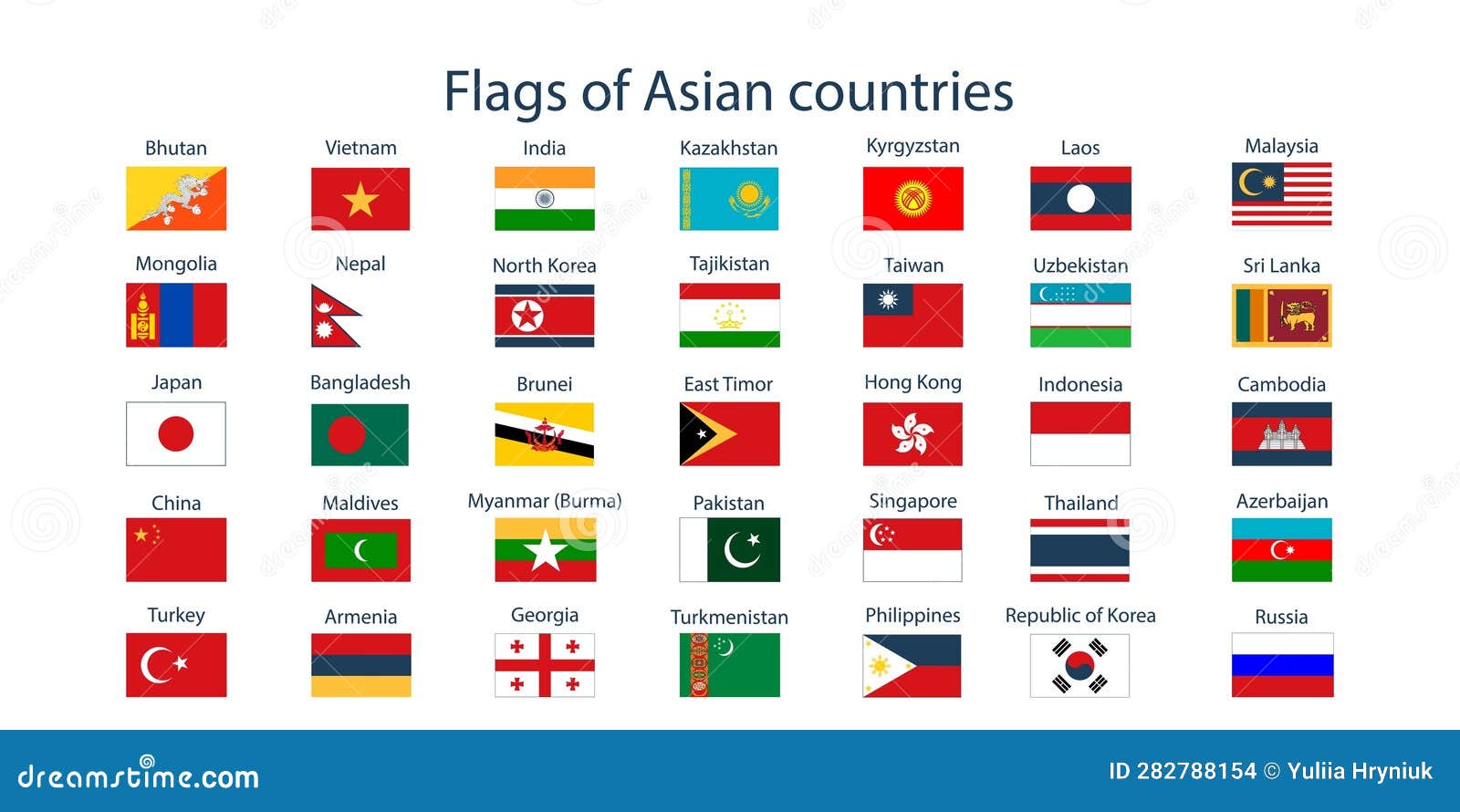 Flags of the Countries of the World. Flags of Asian Countries Stock ...
