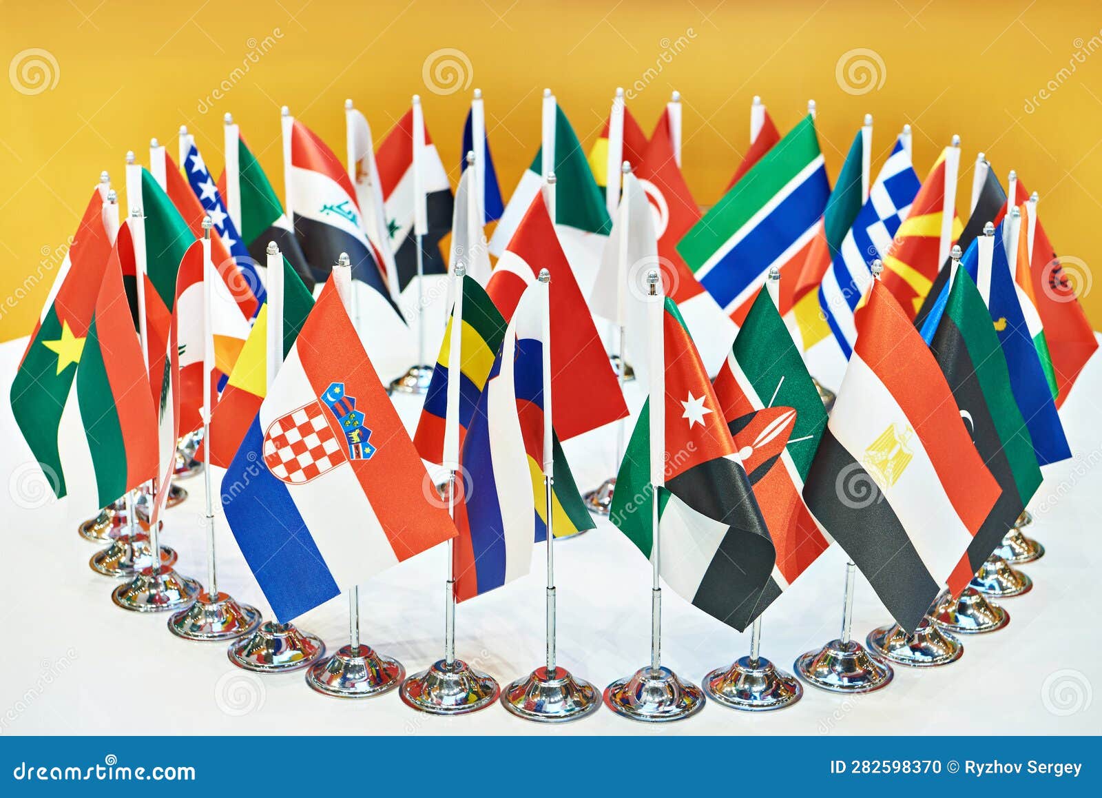 Flags of Countries of World on Negotiating Table Stock Photo - Image of ...