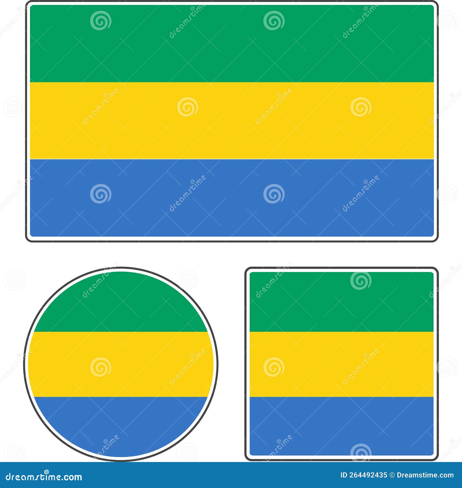 State Flag of Gabon. Green Yellow Blue Vector Illustration. Stock ...