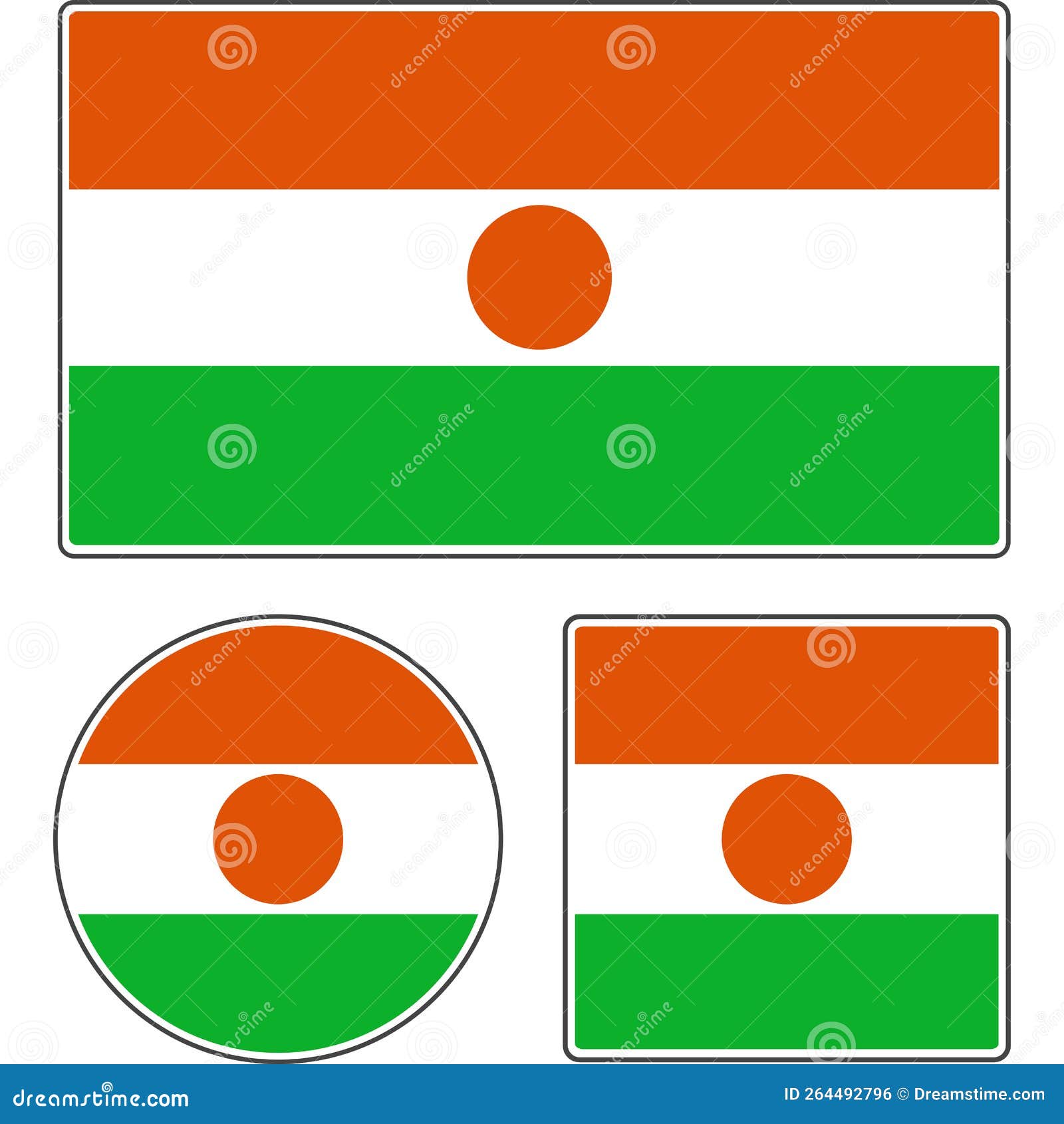 State Flag of Niger. Orange White Green Vector Illustration. Stock ...