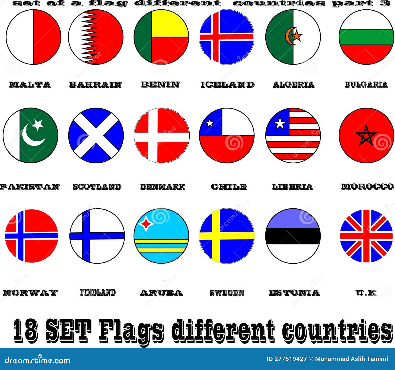 The 18 Flags and Country in One Set with Vector Stock Illustration ...
