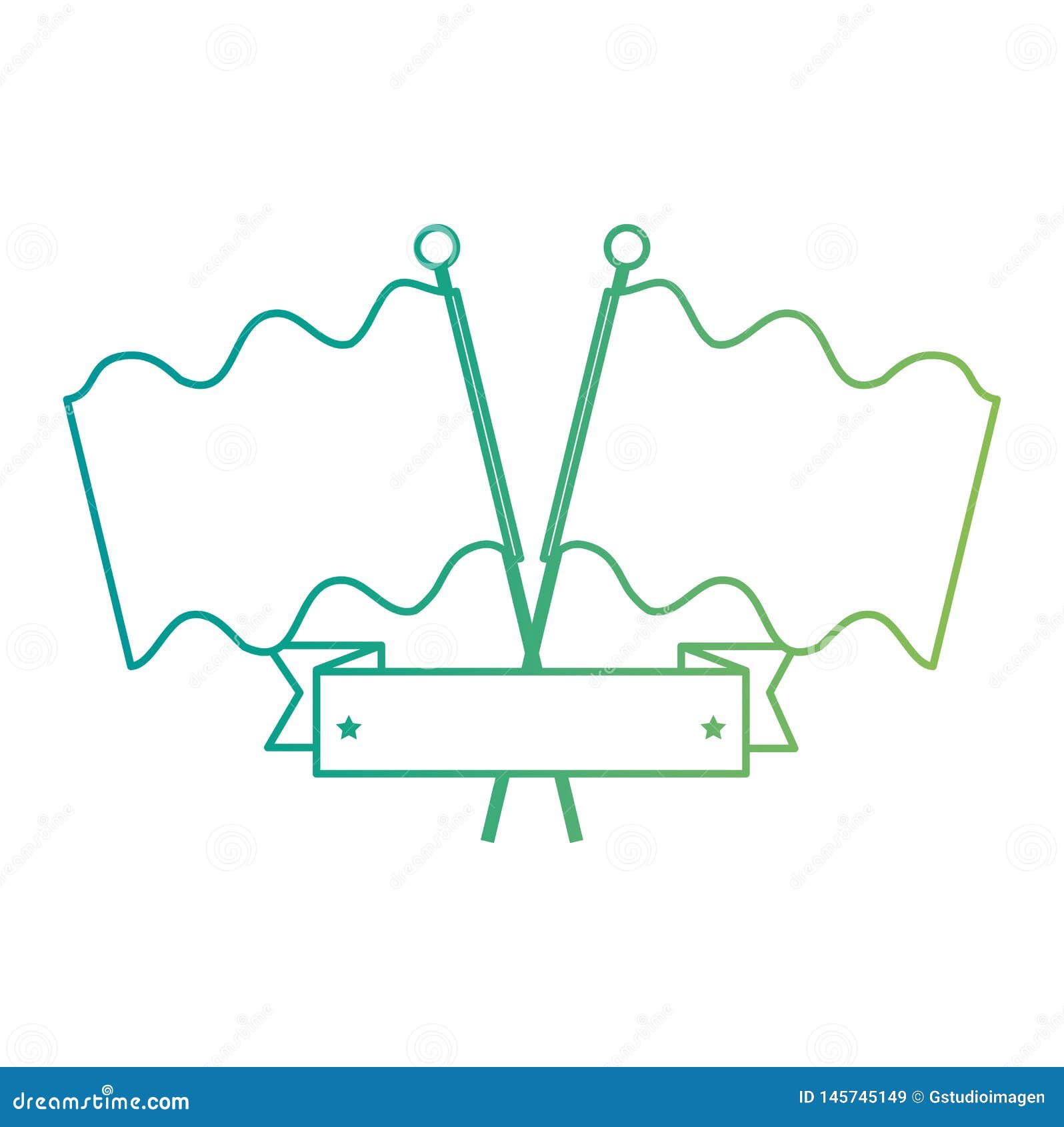 Flags Crossed with Ribbon Frame Stock Illustration - Illustration of ...
