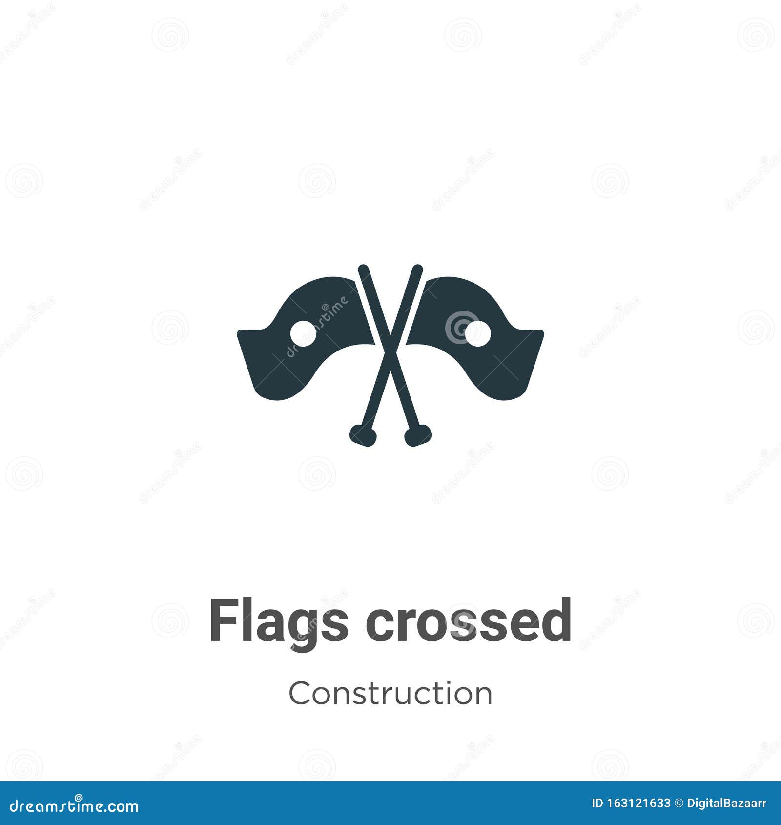 Flags Crossed Vector Icon on White Background. Flat Vector Flags ...