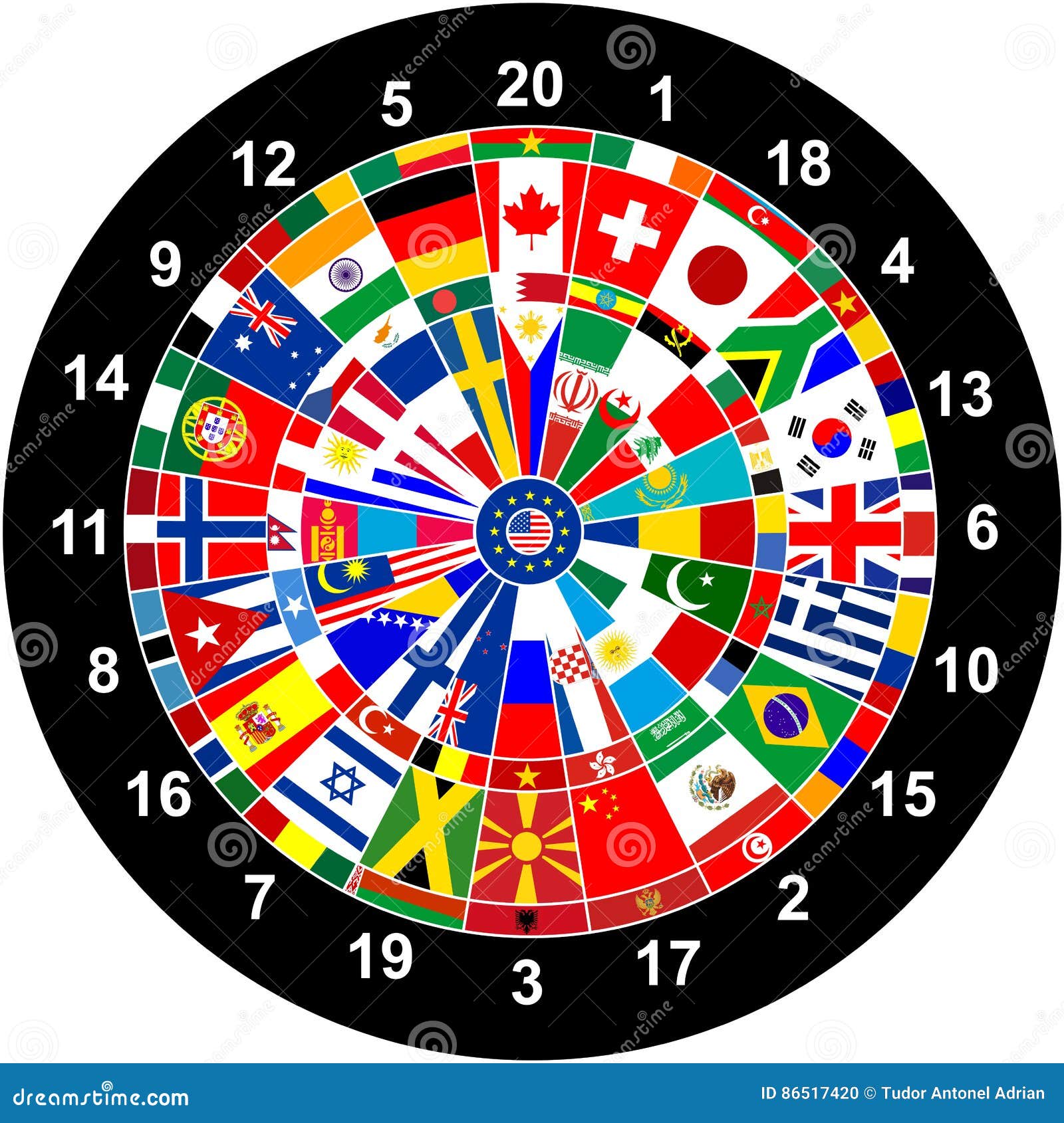 Flags darts board stock illustration. Illustration of symbol - 86517420