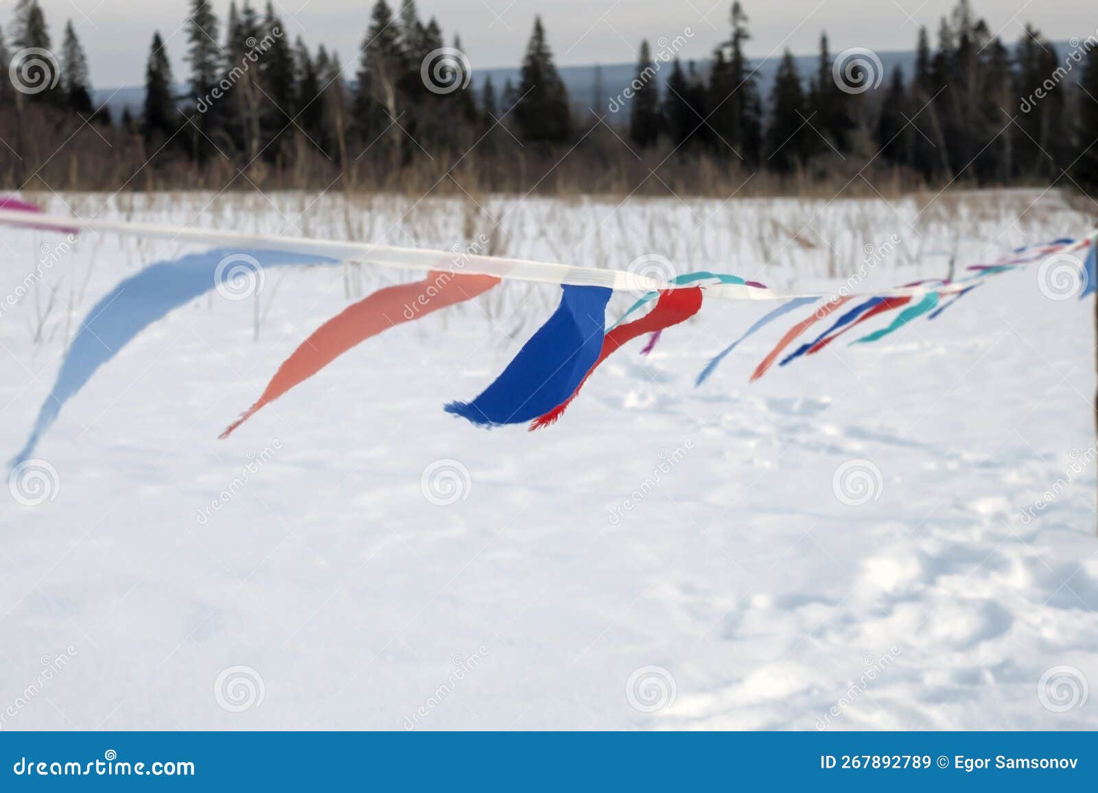 Flags of Different Colors on the Ribbon Stock Image - Image of hanging ...