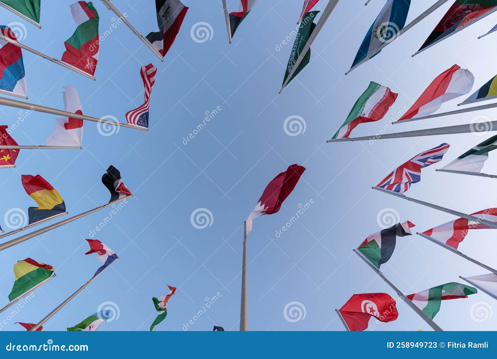 Flags of the Different Countries Against the Blue Sky Stock Image ...